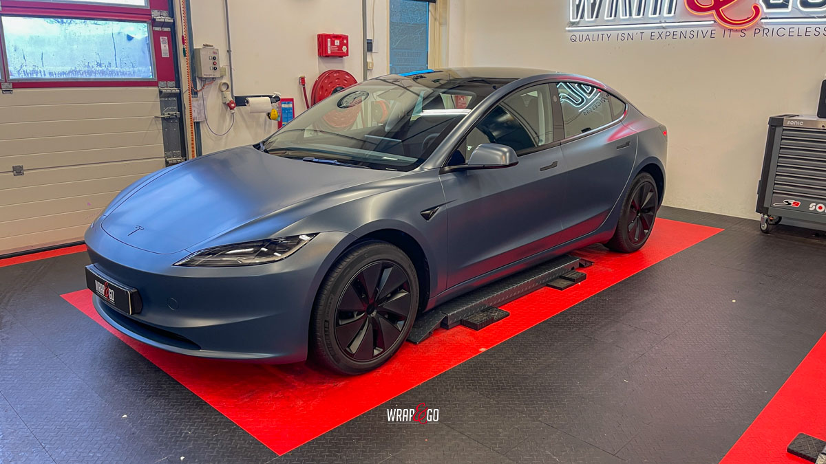 3M Satin Thundercould car wrap | Tesla Model 3 | WrapAndGo