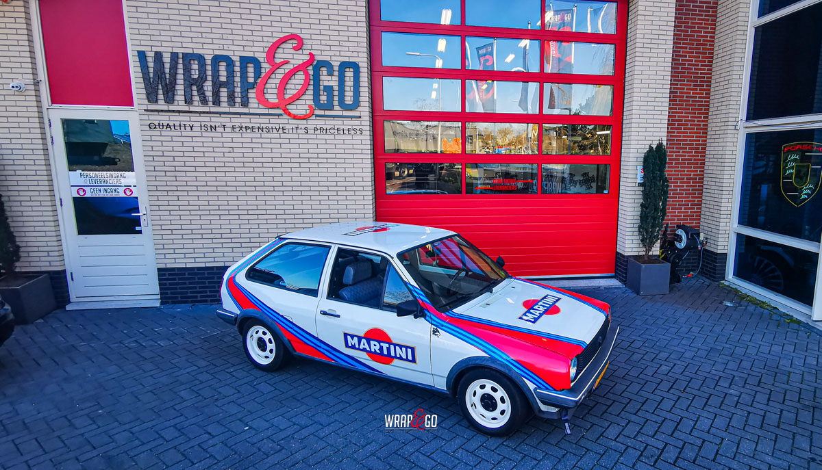 Martini racing car wrap met striping | VW Polo | Wrap&GO